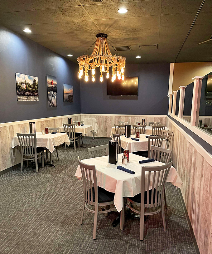 Intimate dining spaces with Door County landscapes on the walls &ndash; the perfect setting for conversations that last until dessert.