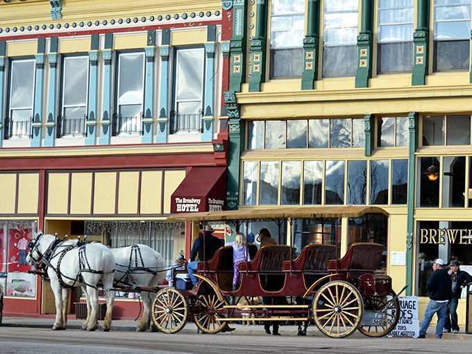 Horse-drawn carriages still clip-clop past the Broadway Hotel, where modern visitors can experience transportation at the pace this historic town deserves.