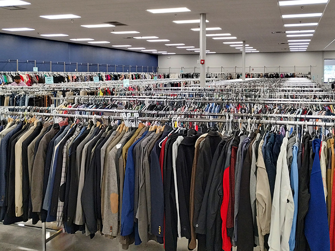 Men's outerwear as far as the eye can see. That navy blazer could be your next job interview winner or Sunday best.