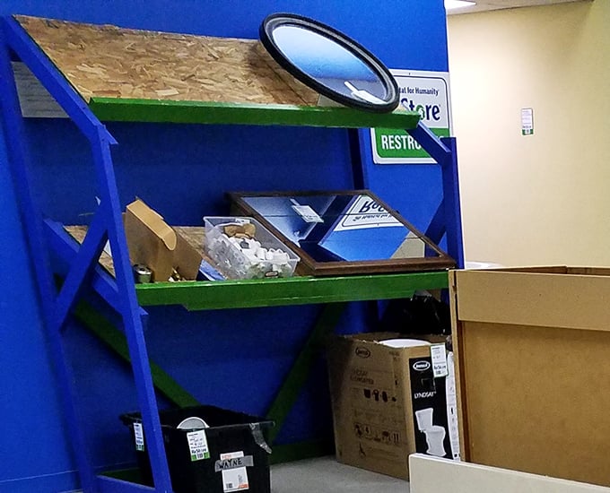Even the storage shelves tell a story&mdash;each bin and box representing someone's donation that will soon become another family's treasure.