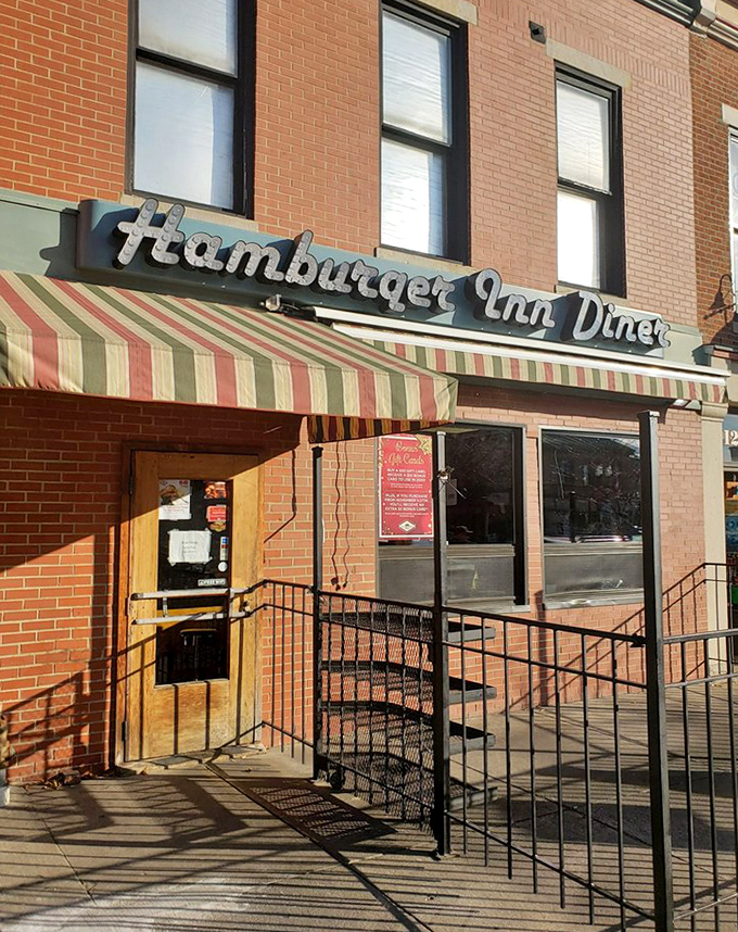 Morning sunshine hits the Hamburger Inn sign just right, creating the bat signal for hungry breakfast seekers throughout Delaware.