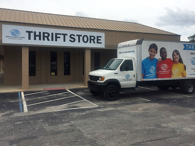 Mission with meaning: The donation truck reminds shoppers that every purchase helps fund programs for local kids. Thrifting with purpose.
