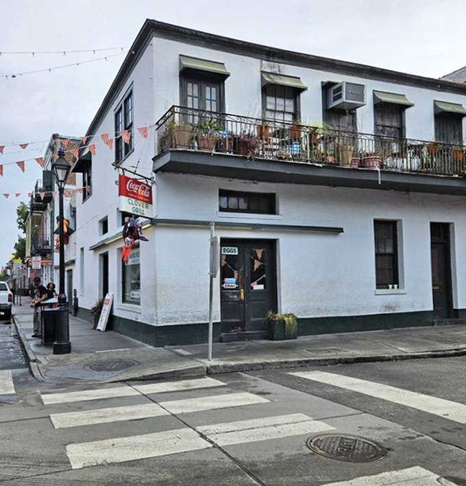 The corner location puts you right in the heart of the French Quarter, where breakfast is served with a side of people-watching 24 hours a day.