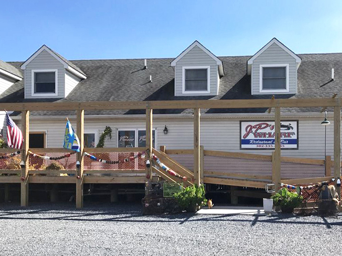 The exterior shows off that classic wharf architecture where wooden decks meet Delaware waters in a marriage made in seafood heaven.