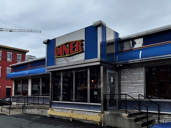 Even on a cloudy day, that blue exterior brightens the corner of Broad and Ellsworth, promising comfort food that never disappoints.