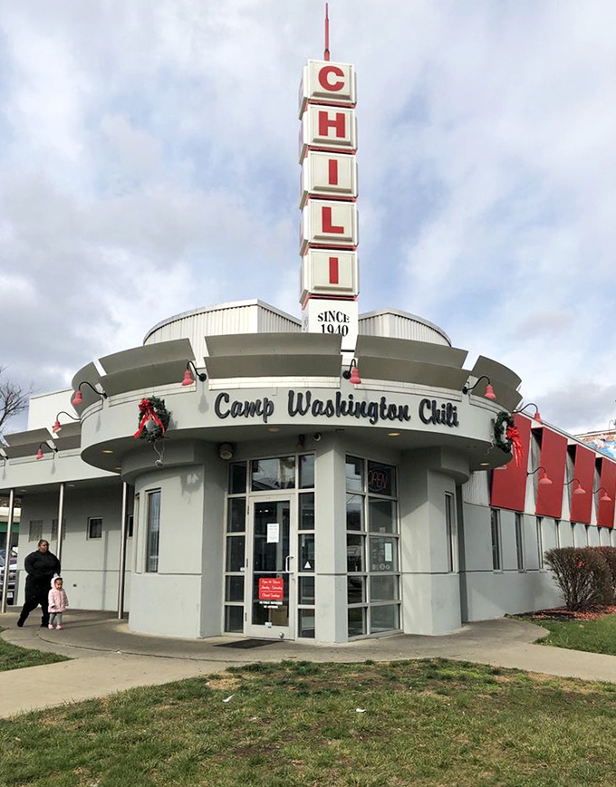 The art deco exterior stands as proudly today as when it was built—a temple to Cincinnati's unique contribution to American food culture.