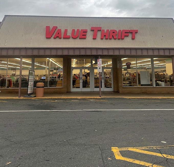 The exterior view that doesn't do justice to the wonderland within. Like a book with a plain cover hiding an epic story, Value Thrift awaits your discovery.