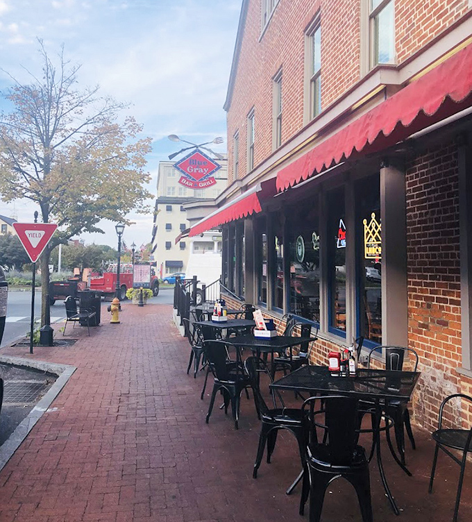 Outdoor seating under the iconic red awning offers a front-row view of historic Gettysburg while you contemplate your next delicious bite.