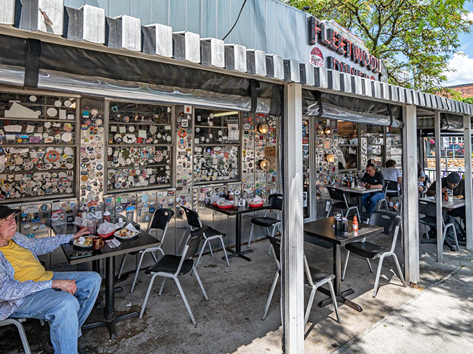 Outdoor dining at Fleetwood offers prime people-watching with your pancakes &ndash; a front-row seat to the parade of Ann Arbor life passing by.
