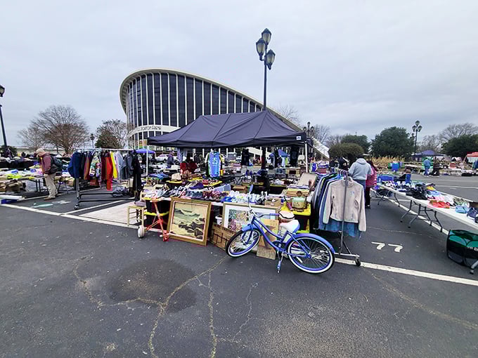 The outdoor section thrives in all weather. Where else can you find a vintage bicycle, picture frames, and winter coats all within arm's reach?