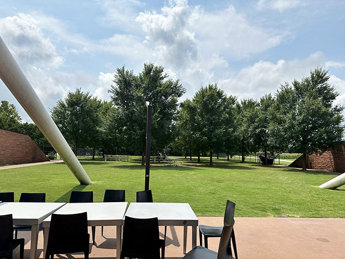 The outdoor seating area offers a moment of tranquility after the sensory explosion inside&mdash;a place to digest both your burger and the experience.