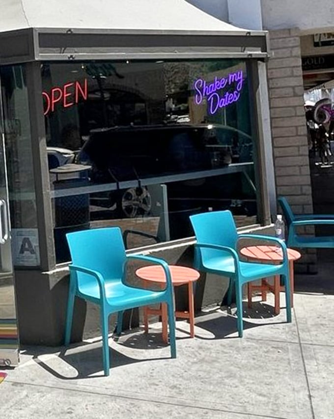 "Shake my Dates" glows in neon, perhaps the most enticing proposition you'll receive in Palm Springs&mdash;and certainly the most delicious.