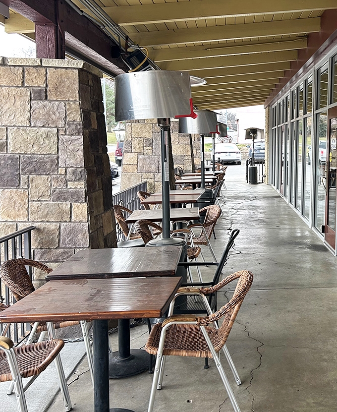 Outdoor seating for those rare Nebraska days when the weather is as perfect as the breakfast. Heat lamps included for the other 300 days.