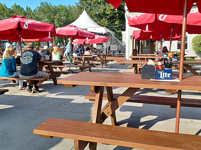 Summer in session. These picnic tables under bright umbrellas are Cleveland's answer to the French Riviera&mdash;just with better beer options.