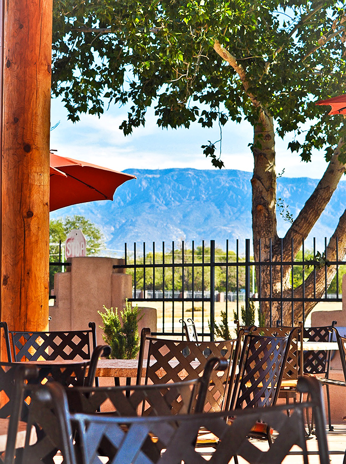 The patio offers mountain views that rival the food for attention. Those Sandia Mountains have watched over countless meals throughout the centuries&mdash;now they're watching yours.