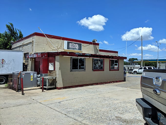Another angle of Leo's humble exterior that houses some of Oklahoma City's most legendary barbecue.