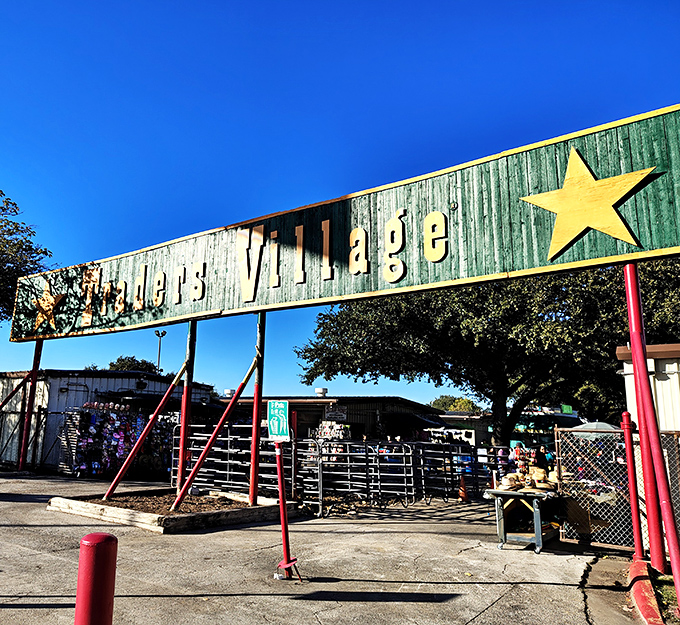 The weathered entrance sign has witnessed thousands of treasure hunters passing beneath it, each one hoping today's the day they find that perfect something.