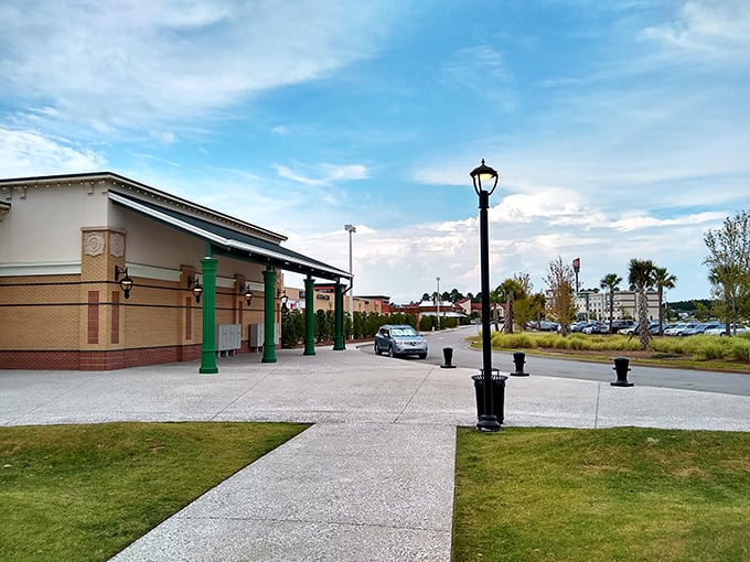 Wide walkways and thoughtful landscaping create an outdoor shopping experience that doesn't feel like retail punishment, even for reluctant shoppers.