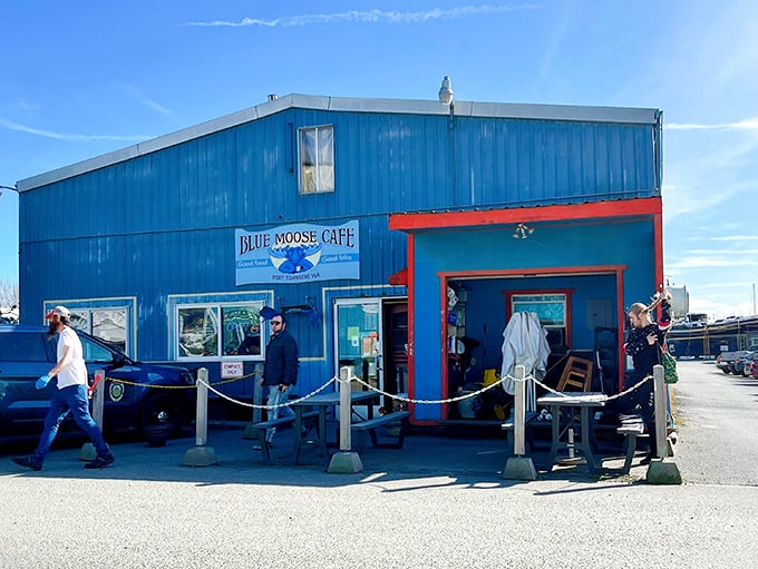 The blue building stands like a beacon of breakfast hope in Port Townsend &ndash; an unassuming exterior that houses morning magic worth traveling for.
