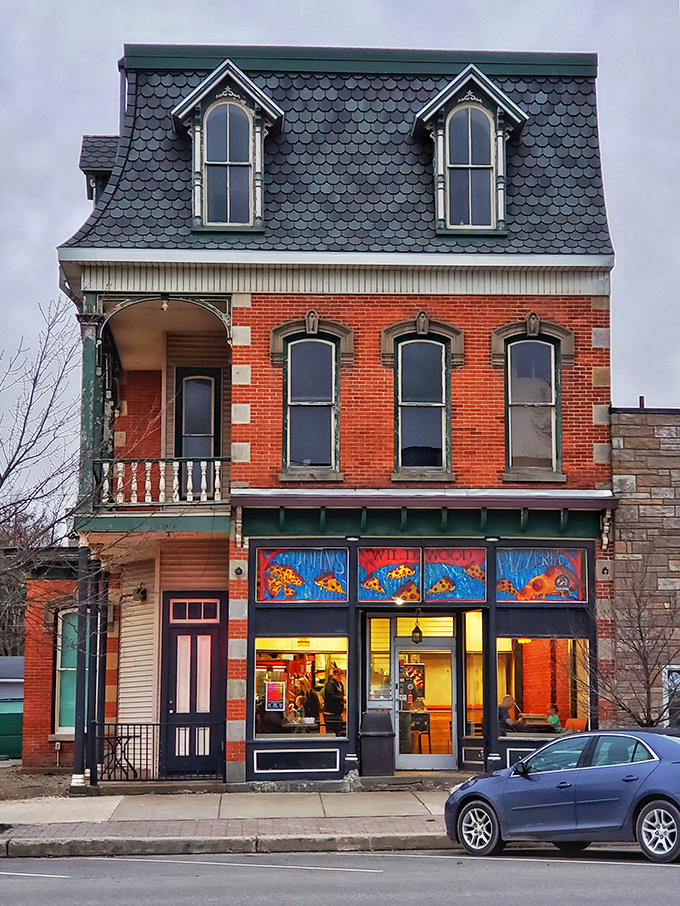 Daylight reveals the architectural charm of this Edinboro institution, where the building's history is matched only by its culinary reputation.