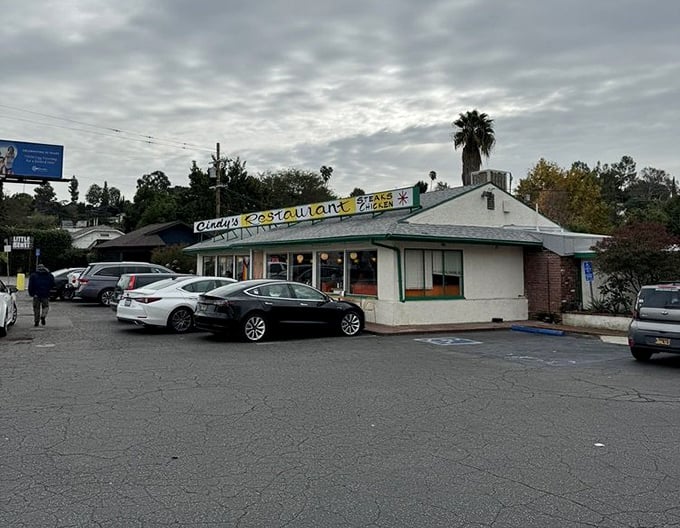 Even on cloudy days, Cindy's glows with warm light, drawing in hungry patrons like moths to the flame of a perfectly grilled cheese.