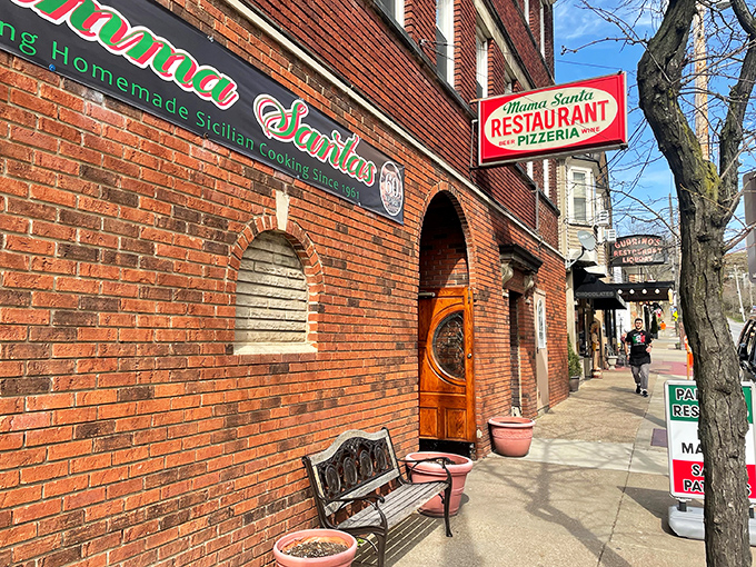 The green, white, and red signage proudly announces what locals already know: this brick building houses Cleveland's slice of Sicily, no passport required.