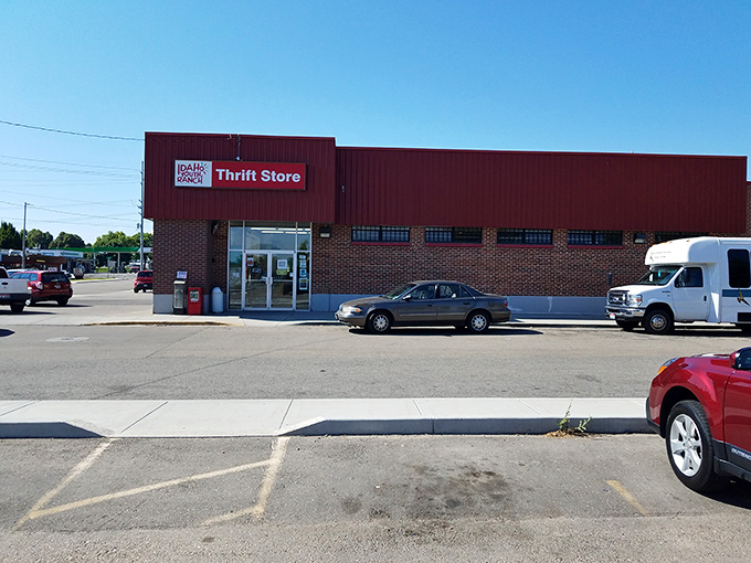The distinctive red exterior stands as a beacon for bargain hunters throughout Meridian. Your next great find might be just behind those doors.