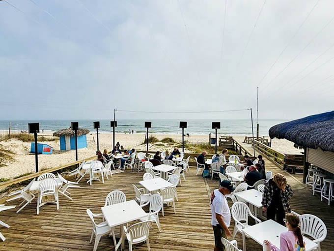 The outdoor dining deck isn't just a place to eat&mdash;it's front-row seating to the greatest show on earth: the Gulf of Mexico.