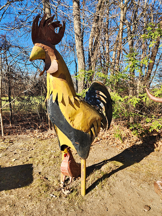 Even the outdoor d&eacute;cor has personality&mdash;this metal rooster stands proud, as if announcing "Wake up! The best breakfast in Connecticut awaits inside!"