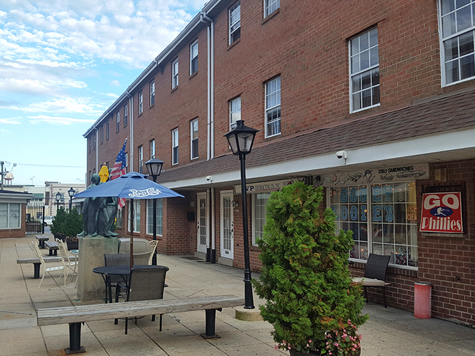 The sidewalk view of Gooey Looies&mdash;an unassuming storefront hiding one of Philadelphia's most beloved sandwich institutions.