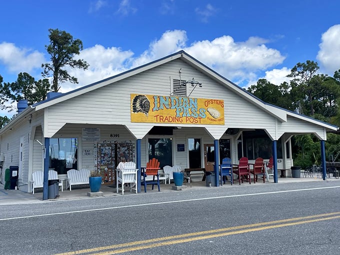 That bright blue Florida sky provides the perfect backdrop for this humble seafood haven, where the best meals often come from the most unassuming places.