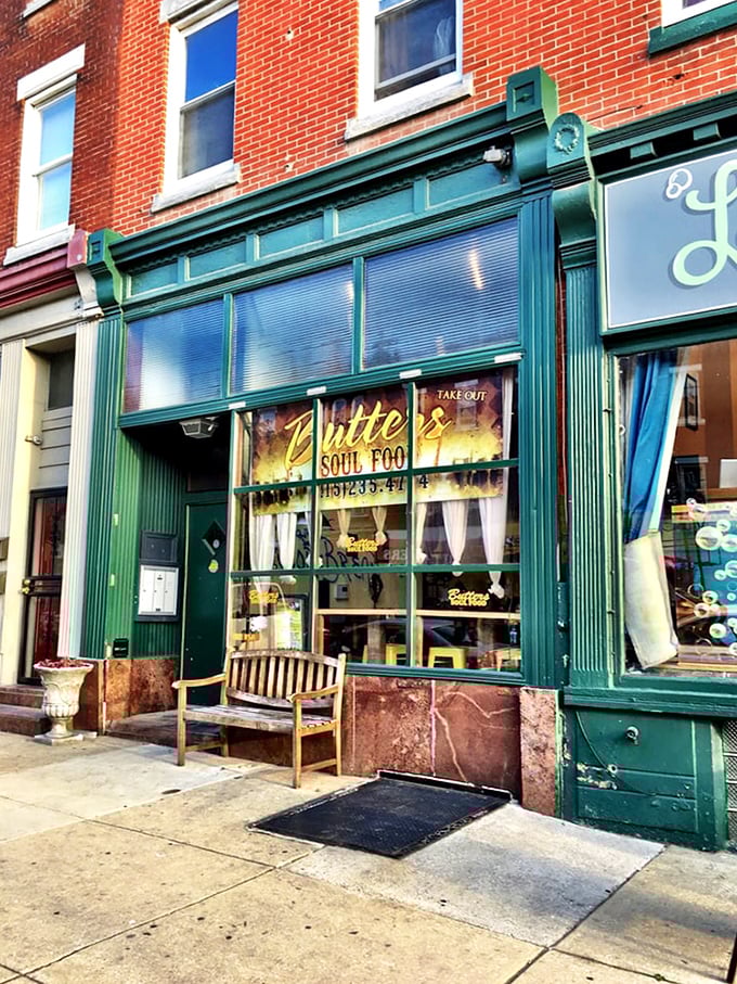 From the sidewalk, Butter's looks unassuming, but locals know better. This teal facade houses some of Philadelphia's most satisfying soul food treasures.
