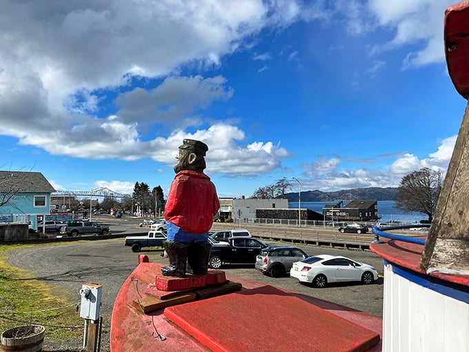 The view from Bowpicker offers a glimpse of Astoria's charm. A perfect backdrop for enjoying Oregon's finest fish and chips.