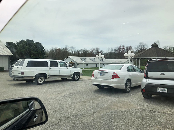 The parking lot&mdash;where vehicles wait patiently while their owners inside engage in the serious business of second helpings.