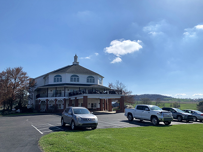 The outdoor seating area offers panoramic views of Ohio countryside. Nature's dining room comes with fresh air and no reservation required.