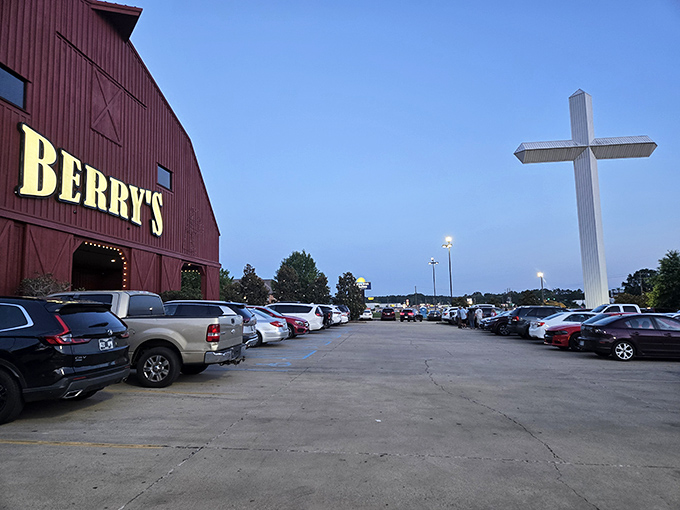 As evening falls, Berry's parking lot fills to capacity&mdash;proof that when word spreads about seafood this good, people will come from counties away.