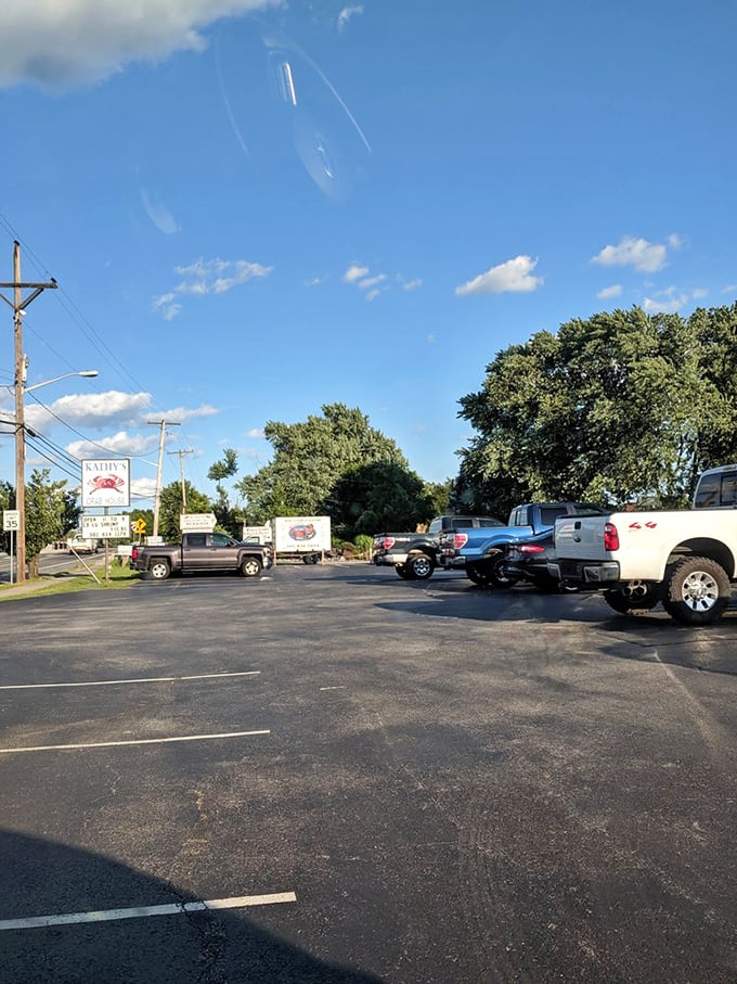 The packed parking lot tells the real story &ndash; locals know where to find the best crabs in Delaware. This sign has guided hungry pilgrims for years.
