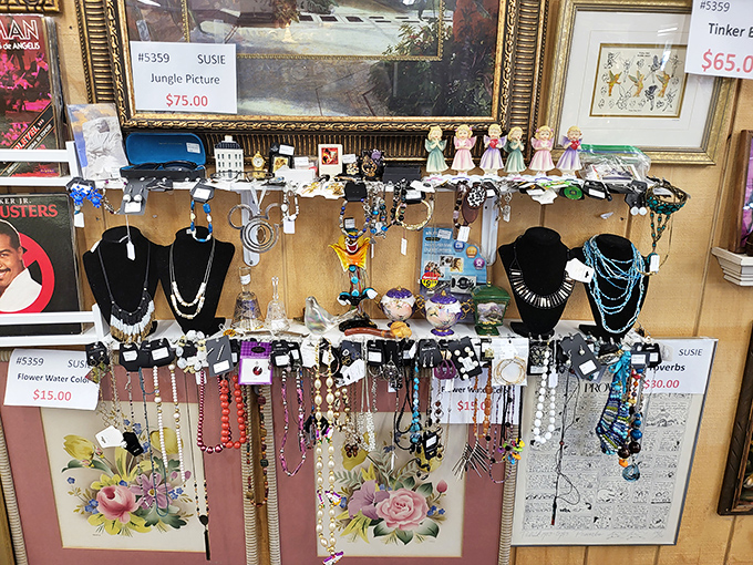 Vintage jewelry displayed with care&mdash;because someone's costume piece might be your perfect treasure, waiting for its second act.