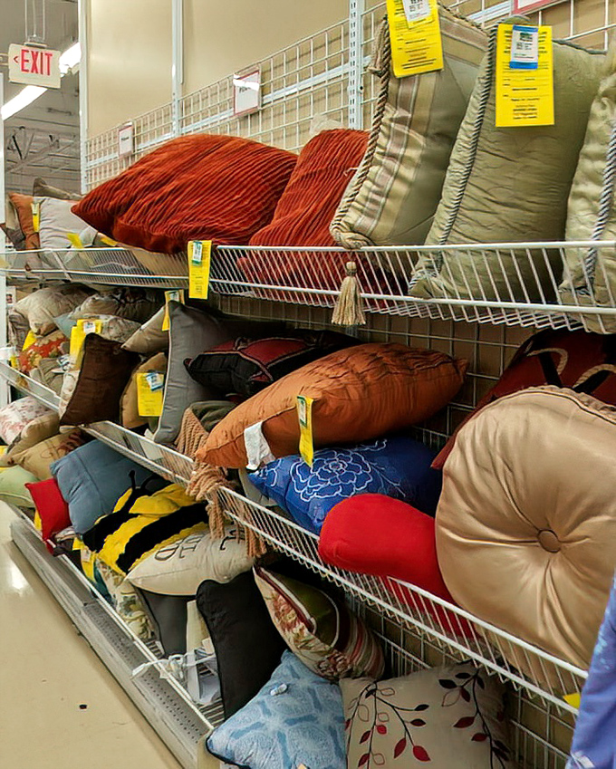 Pillow paradise in every color and texture imaginable. Those vibrant cushions could transform your couch from "meh" to magazine-worthy in seconds flat.