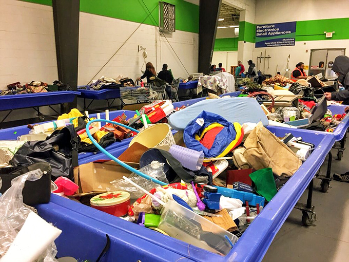 The ultimate mixed bag of possibilities. Dive in and you might surface with anything from a hula hoop to holiday decorations.