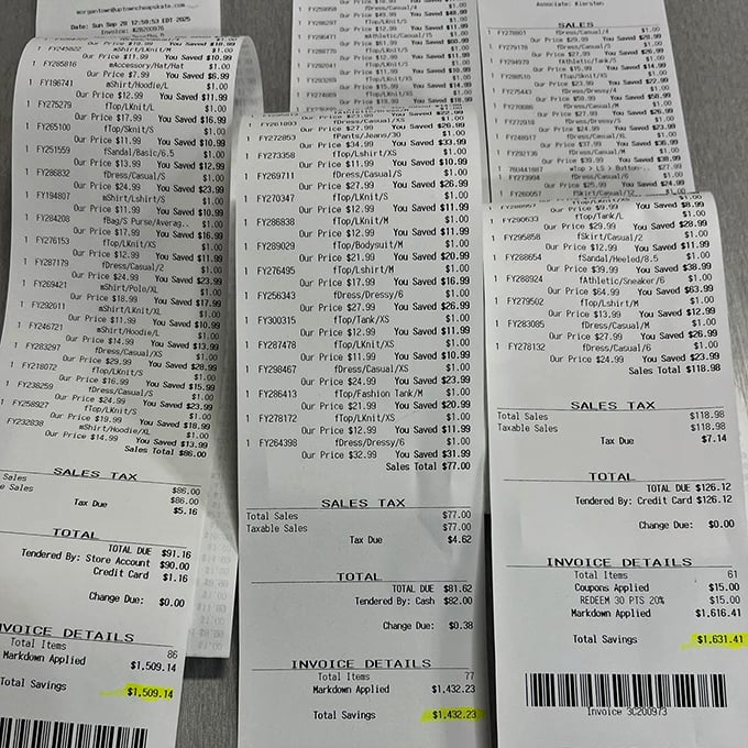 The proof is in the receipts&mdash;over $1,500 in savings! Thrift store math is the only kind where subtraction feels like addition.