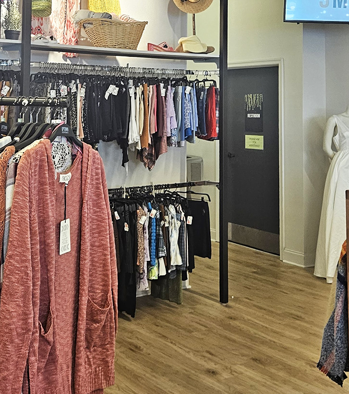 Even the corners dedicated to necessities maintain the boutique vibe. Clean lines and thoughtful design extend to every inch of the shopping experience.