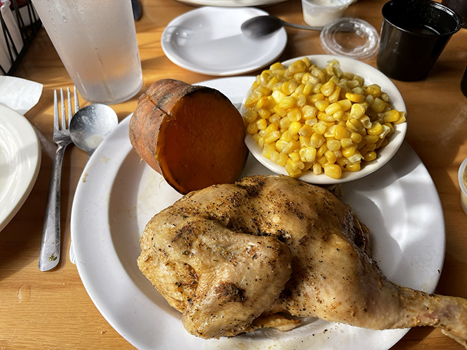 Sometimes even fish lovers need a change of pace &ndash; this perfectly roasted chicken with sweet corn proves Brennan's culinary skills aren't limited to creatures with fins.