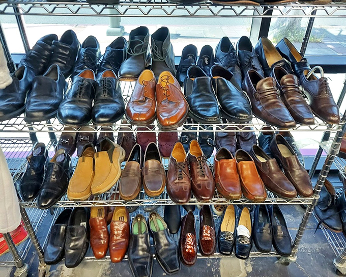 The shoe collection proves quality leather never truly goes out of style. That cognac pair third from left would cost quadruple at a boutique downtown.