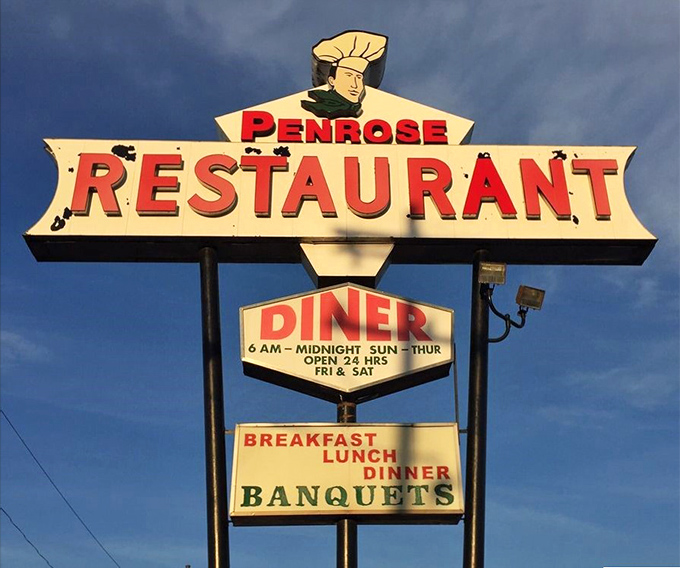 The vintage Penrose sign has guided hungry Philadelphians through night shifts, road trips, and Sunday mornings for decades of delicious reliability.