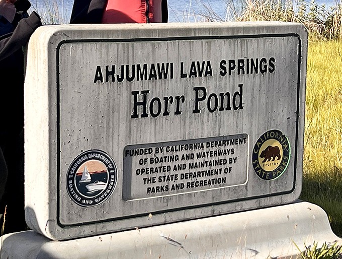 Official confirmation you've arrived somewhere special &ndash; Horr Pond's sign welcomes boaters to one of California's least-visited aquatic wonderlands.