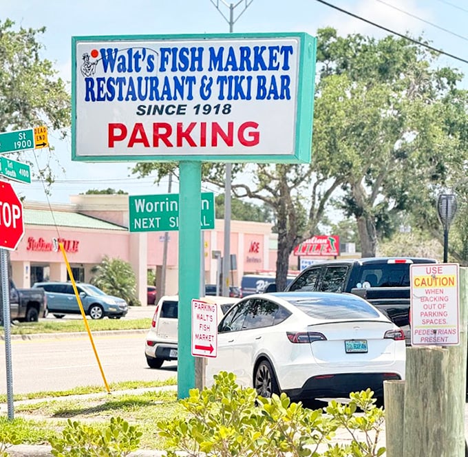 The sign that's guided hungry travelers since 1918. Like a lighthouse for seafood lovers, it signals you've reached your delicious destination.