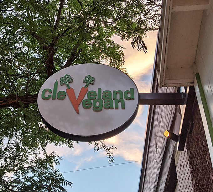 The clever carrot-shaped "V" in their sign hints at the creativity you'll find inside this plant-based paradise.