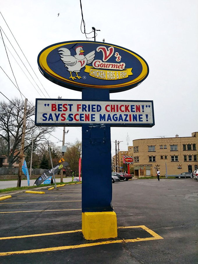 The sign that's become a beacon for fried chicken pilgrims. When Scene Magazine calls you the best, you proudly display it for all to see.