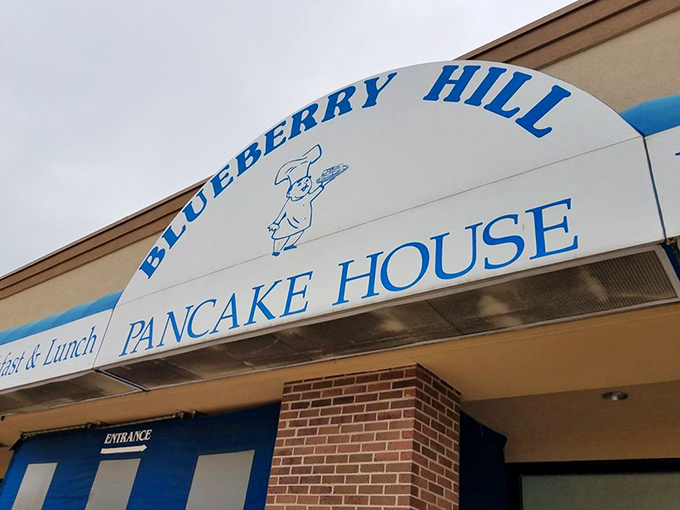 That blue and white sign up close&mdash;like the breakfast version of the Hollywood sign, iconic to those who worship at the altar of perfect eggs.
